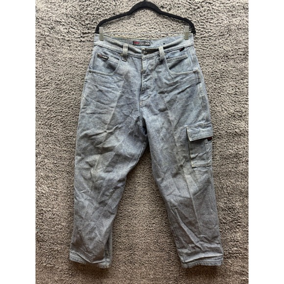 FUBU | Pants | Vintage Fubu High Rise Baggy Cargo Denim Pants Light ...